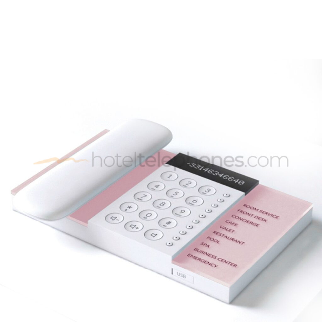 Zenios white and Rose Pink - hoteltelephones.com