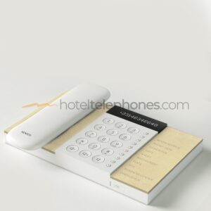 Zenios white and camel leather - hoteltelephones.com