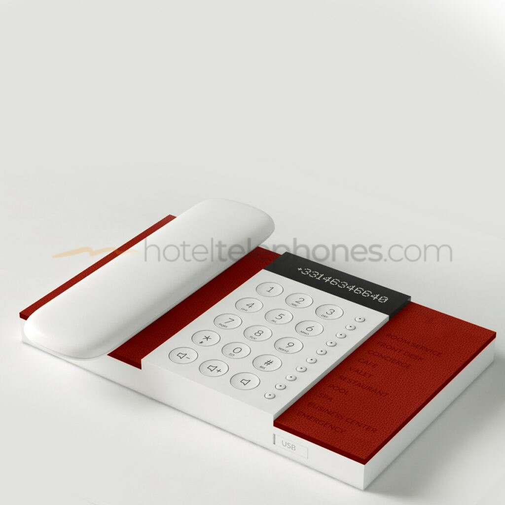 Zenios white red leather - hoteltelephones.com